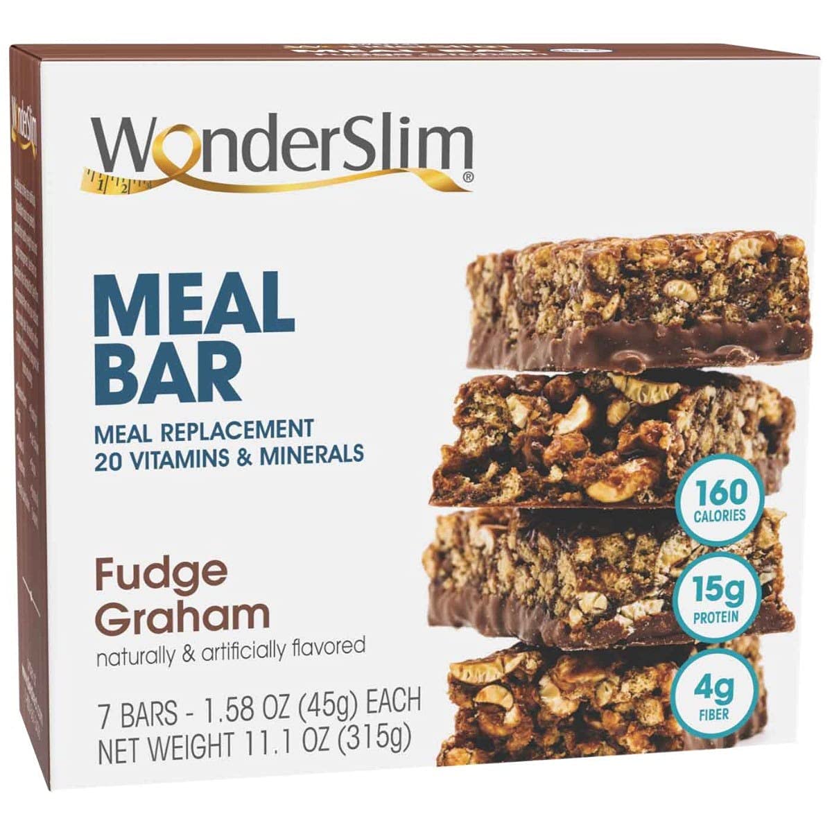 Amazon.com: WonderSlim Meal Replacement Protein Bar, Fudge Graham, 15g ...