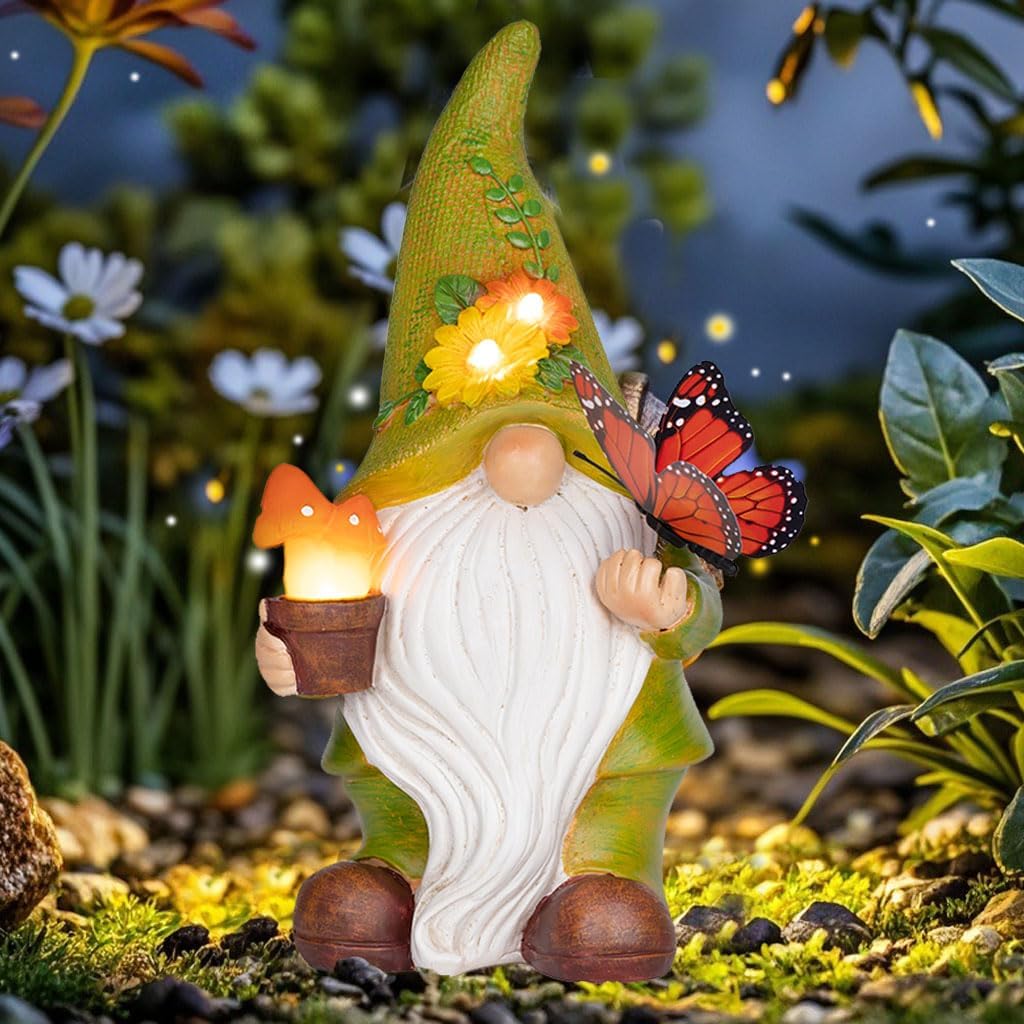 Amazon.com: Pohabery Garden Gnomes Outdoor Statue with Solar Lights ...
