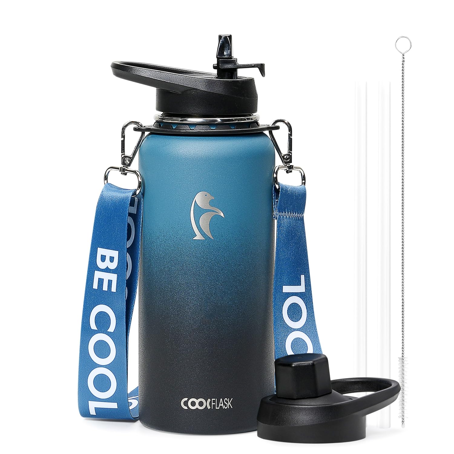 Amazon.com: Coolflask Insulated Water Bottle with Strap, 32 oz Metal ...