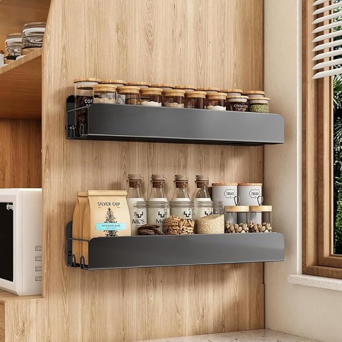 Amazon.com: Kitstorack 2 Pack Spice Rack Wall Mount for Home, Kitchen ...