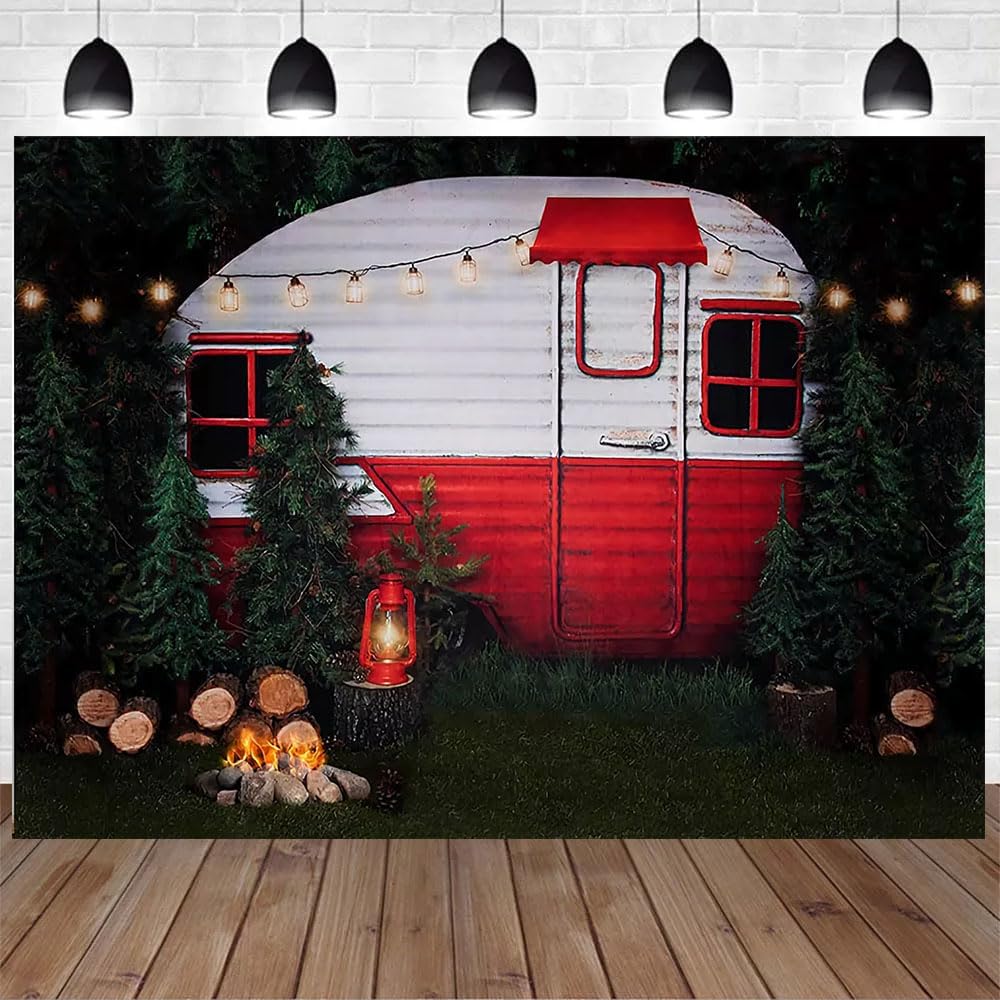 Amazon.com : FEONTEN Holiday Picnic Backdrop Red and White Tin Room ...