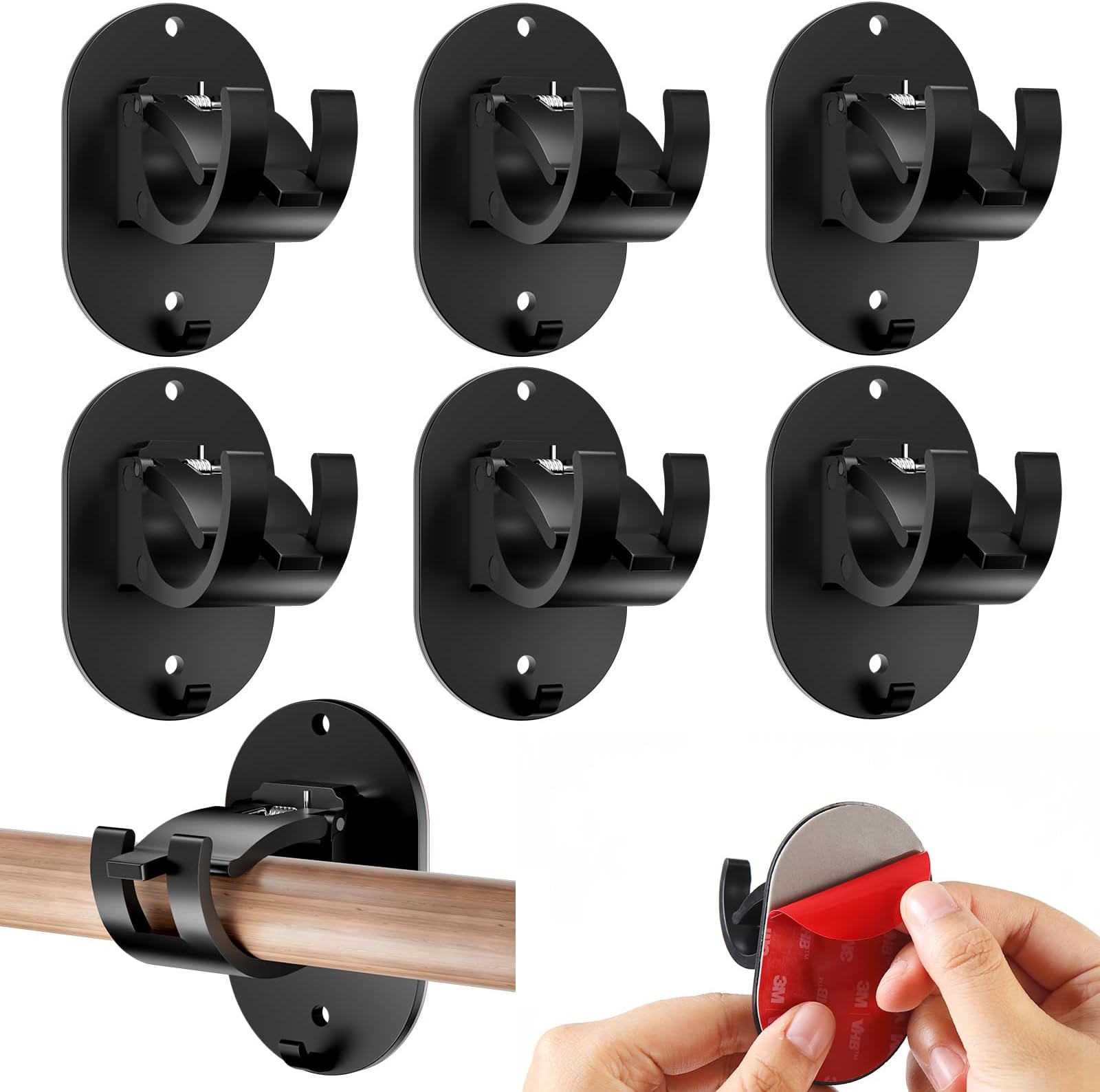 Amazon.com: 12PCS No Drilling Curtain Rod Brackets, Universal Self ...