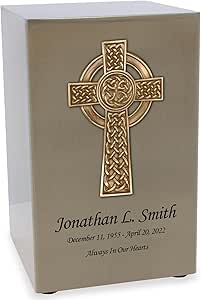 Amazon.com: Celtic Cross Themed Adult Cremation Urn for Ashes - Pewter Finish Steel Urn ...