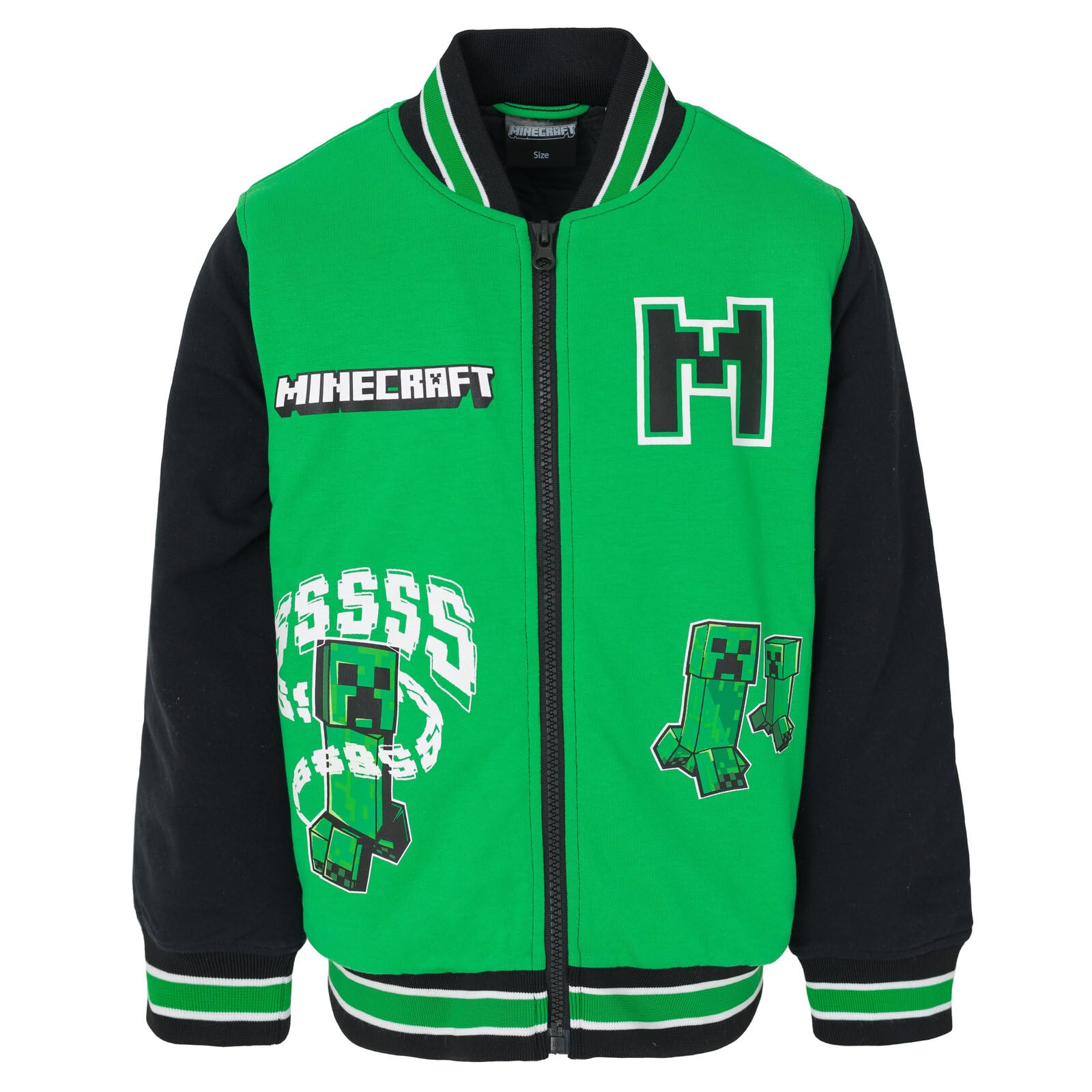 Amazon.com: Minecraft Zip Up Varsity Bomber Jacket Little Kid to Big ...