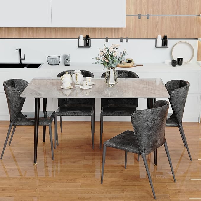 Amazon.com: Wisfor Sintered Stone Dining Table: 47.2x27.5 Inch Grey ...