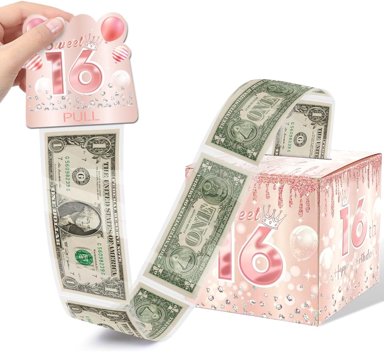 Amazon.com: Sweet 16 Party Decorations, Rose Gold 16th Birthday Money ...