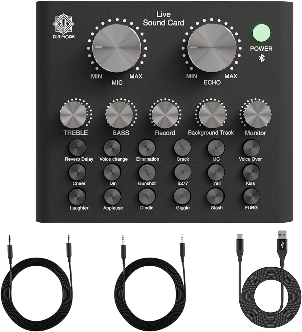 DIGIMORE V8 Live Sound Card Analog Audio Mixer | Bluetooth, Echo, 4 ...
