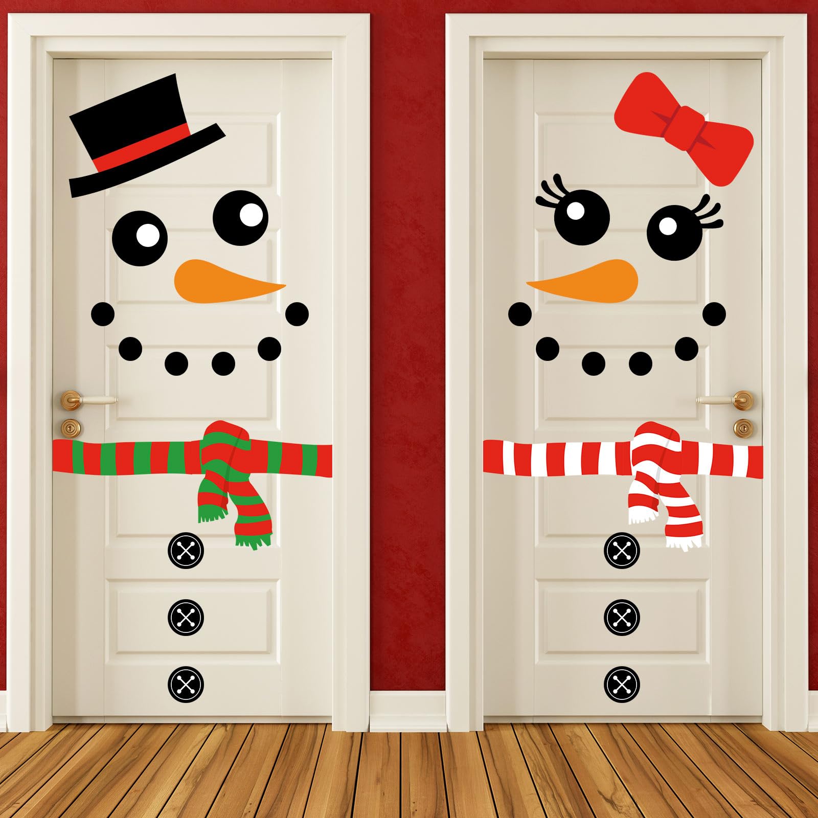 Amazon.com: JarThenaAMCS 2 Sheet Christmas Snowman Door Stickers ...