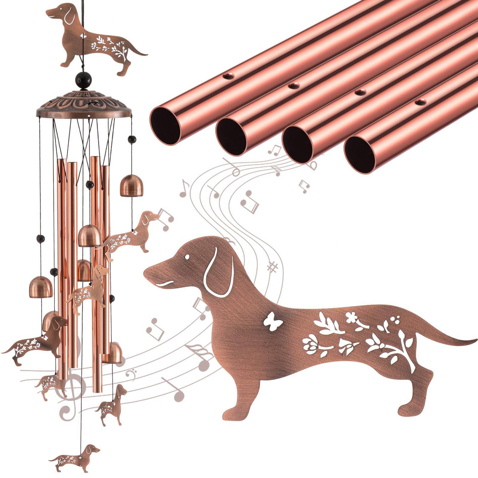 Amazon.com : Briwooody Dachshund Dog Wind Chimes for Outside Dachshund ...