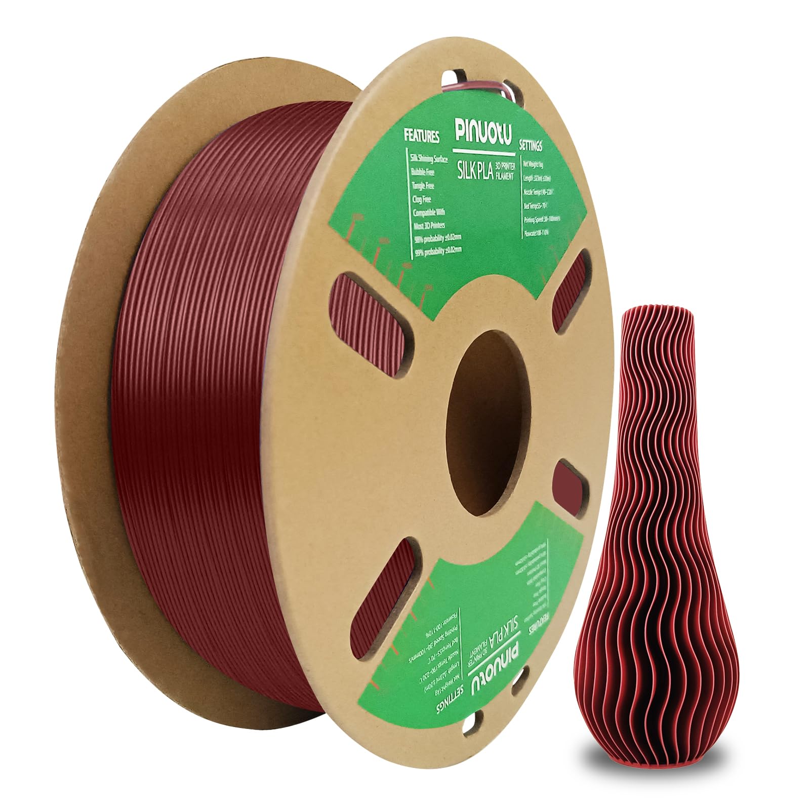 Pinuotu Silk Filament PLA 1.75mm Clog-Free Shiny 3D Printer Filament ...