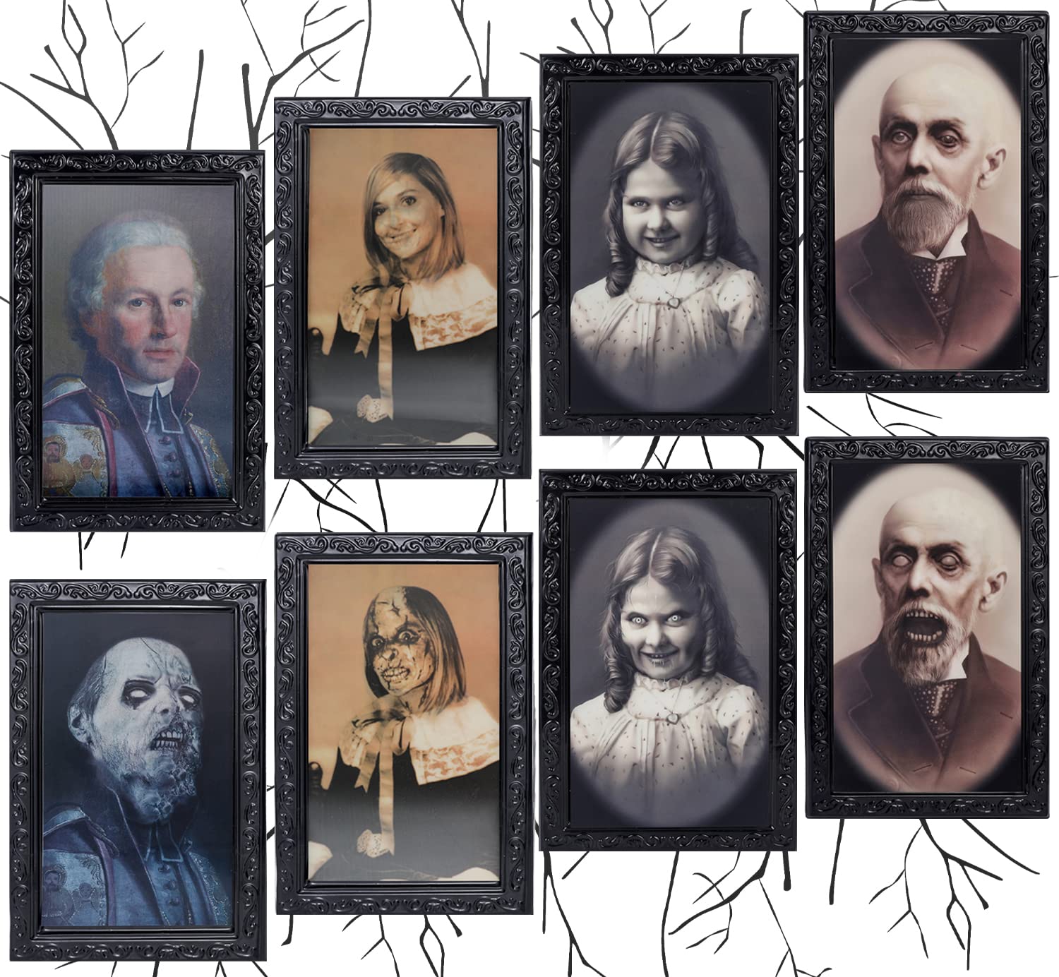 4 Pack Halloween Decorations Indoor 3D Changing Face Scary Moving ...