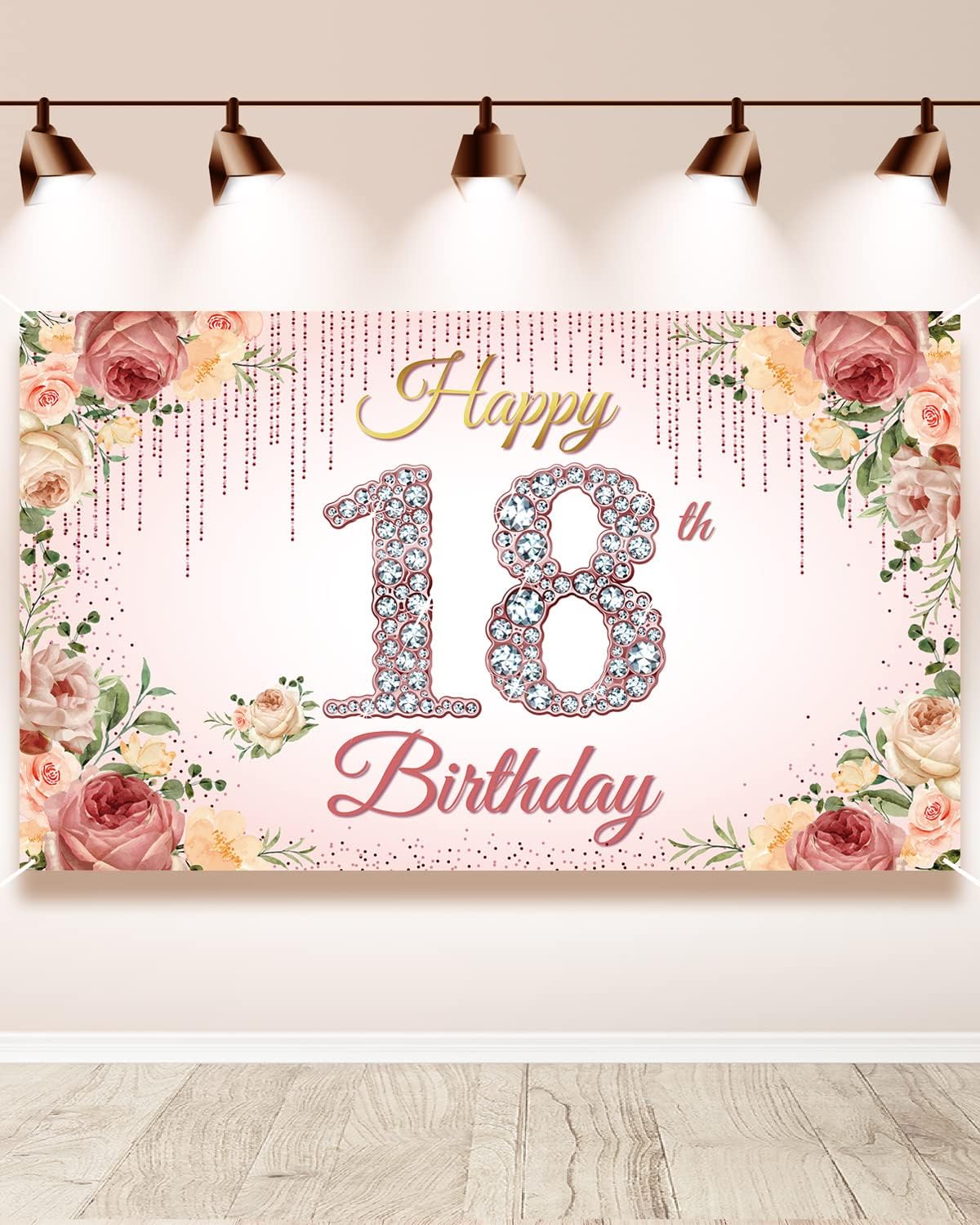 Amazon.com : HTDZZI 18thBirthday Decorations, Rose Gold Happy 18th ...