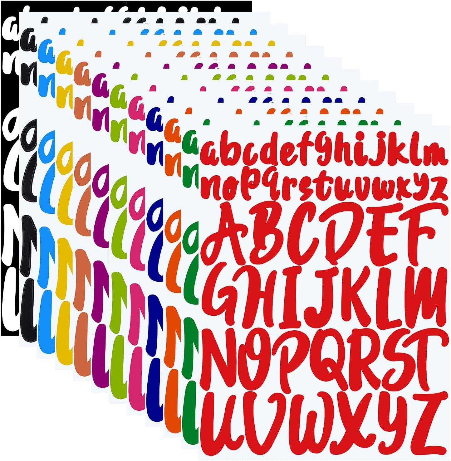 Amazon.com: 12 Sheets Alphabet Stickers, 12 Colors Self Adhesive Vinyl ...