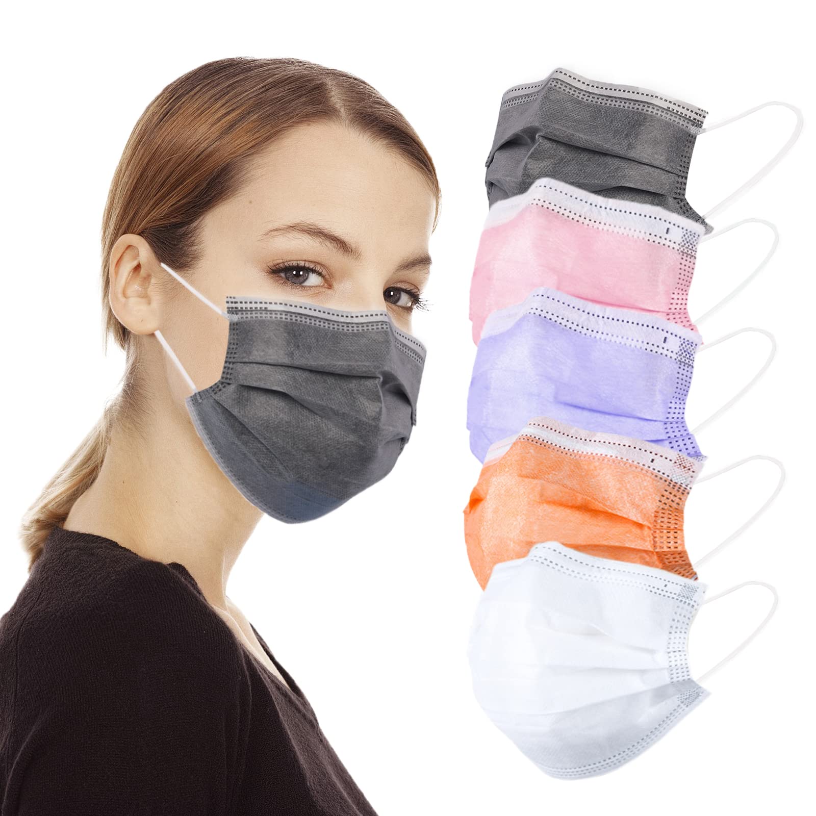 Amazon.com: Multicolored Disposable Face Mask, 100 Pcs Masks ...