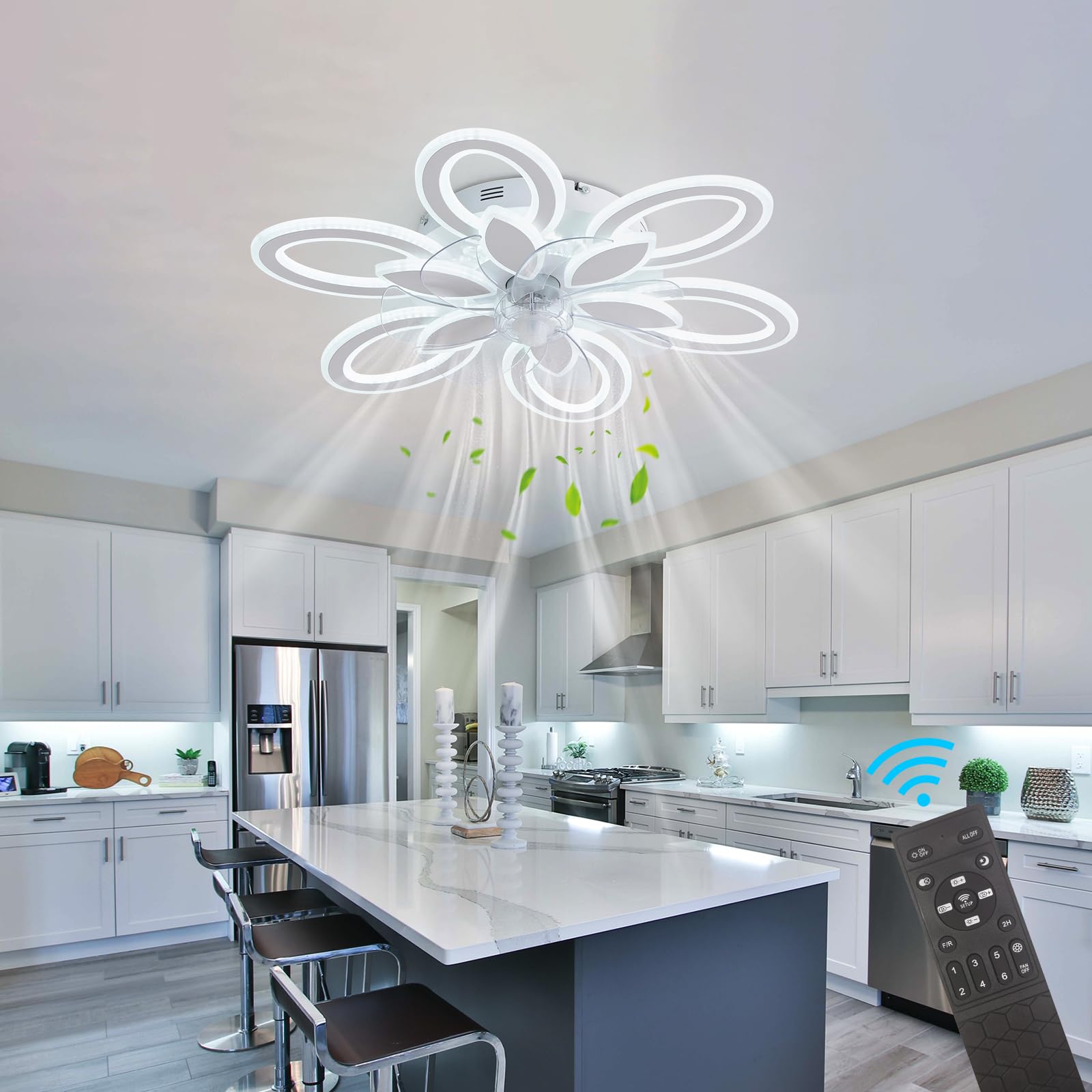 Ceiling Fans with Lights, Modern Dimmable Ceiling Fans, Petal ...