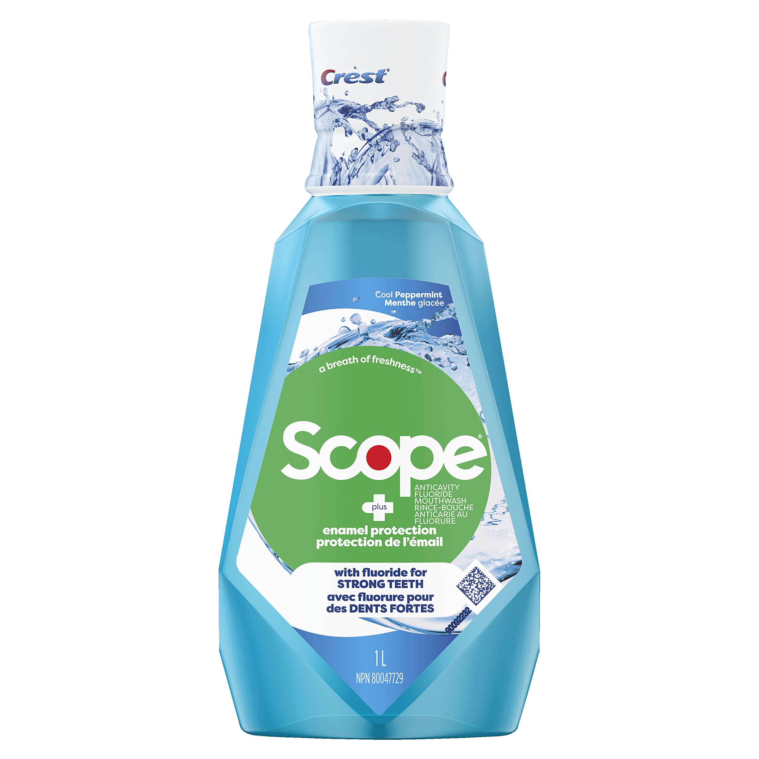 Crest Scope Bain de bouche avec fluorure, protection émail, menthe ...