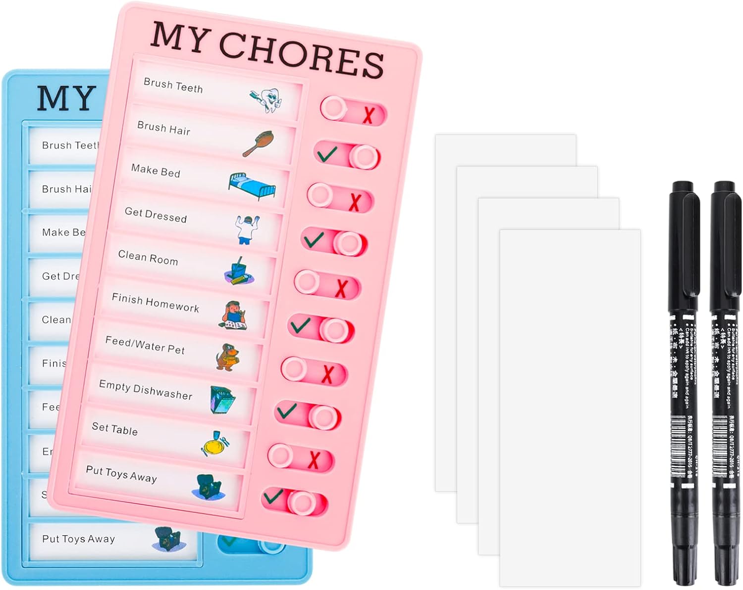 2 Pieces Chore Chart for Kids and Adults, Portable Chore Chart Memo ...
