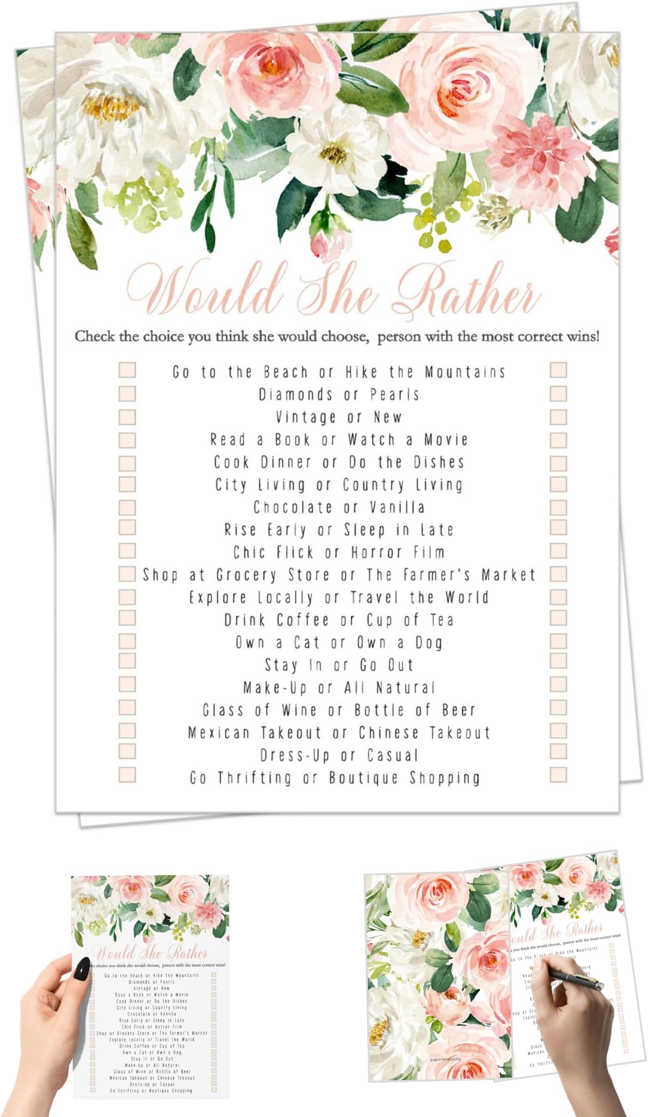 Amazon.com: GardenCity Bridal Shower Games, Would She Rather Bridal ...