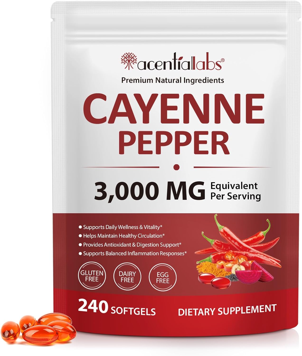 Cayenne Pepper Softgels 3000mg Equivalent | Premium Herbal Blend with ...