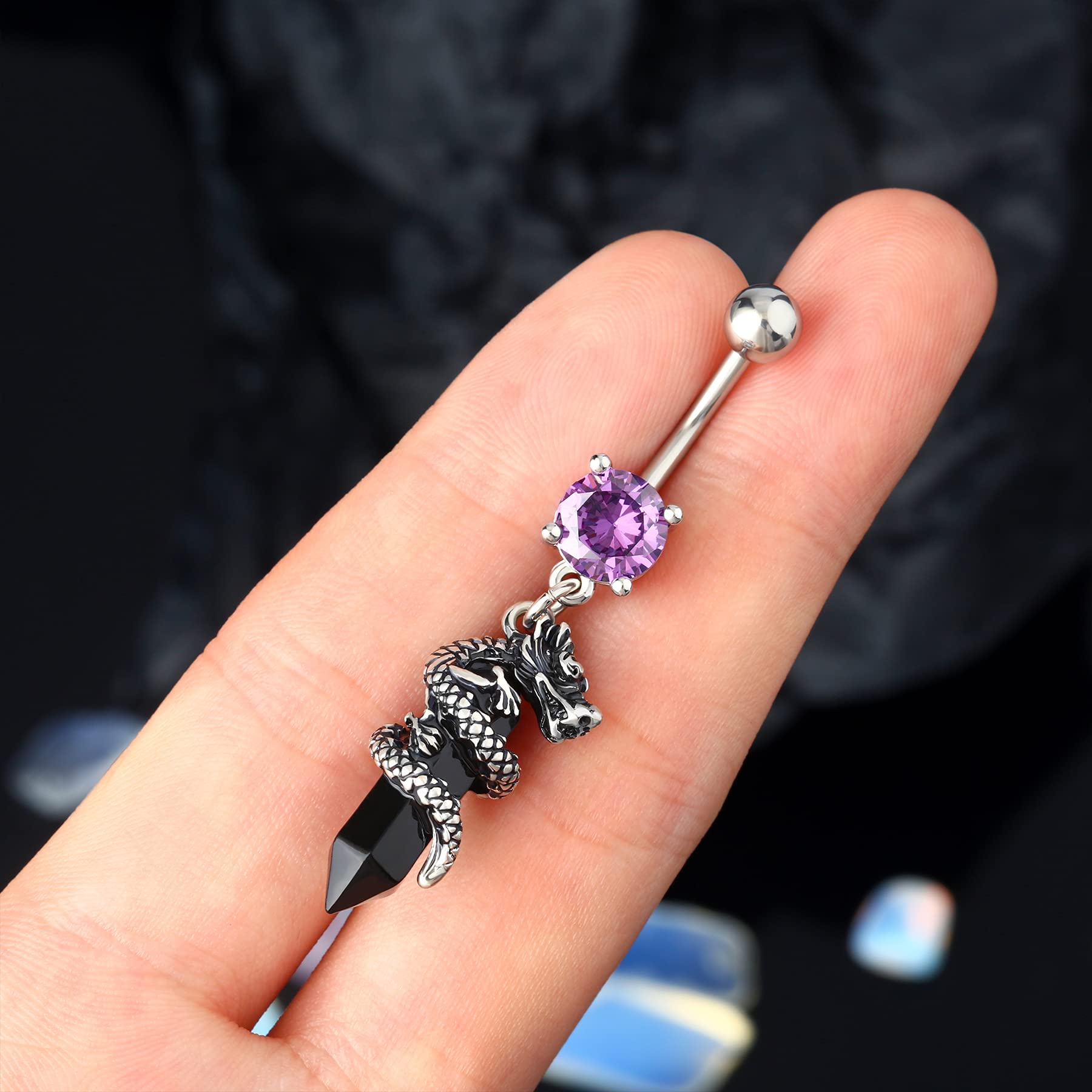 Buy CM Crareesi Mania Dragon Belly Bars Burn Silver Belly Button Bars ...