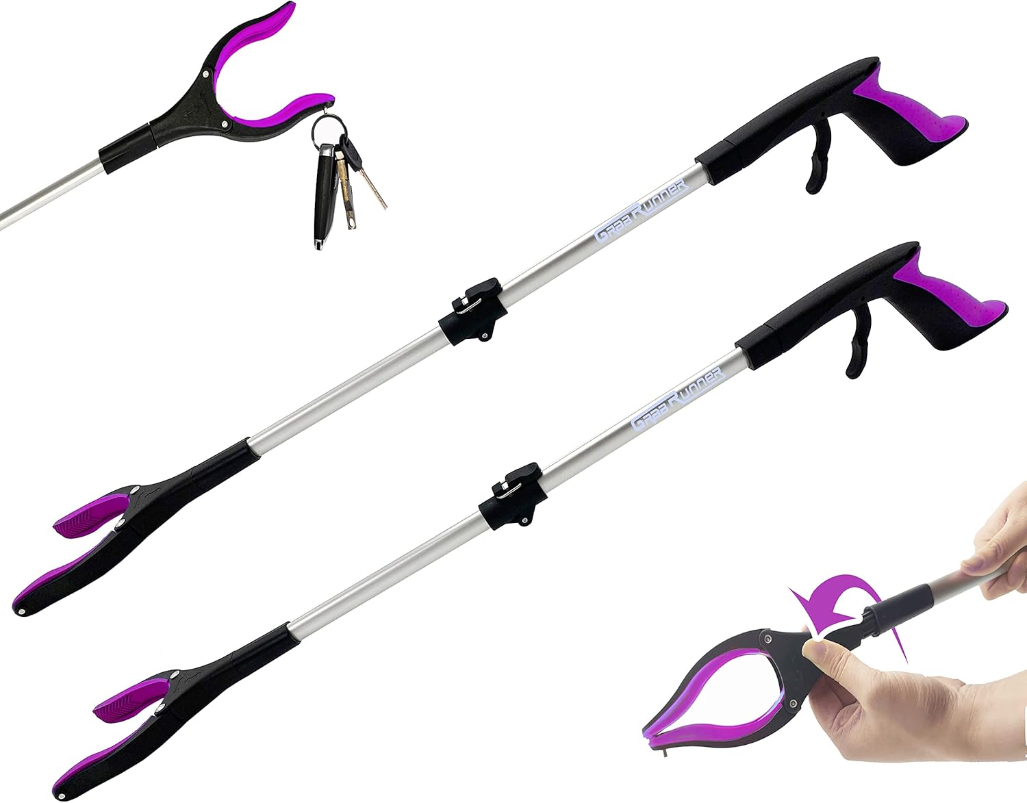 2-Pack 32" heavy duty FDA registered GrabRunner Reacher Grabber with ...