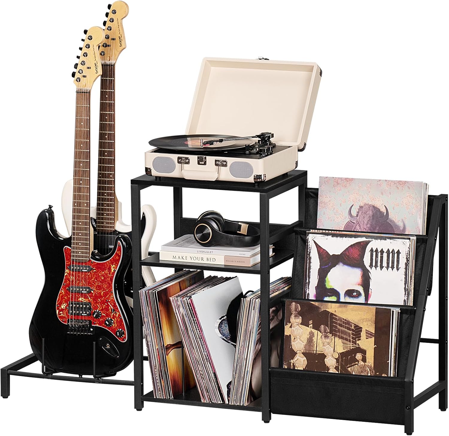 Amazon.com: LELELINKY Record Player Stand, Black Adjustable Guitar ...