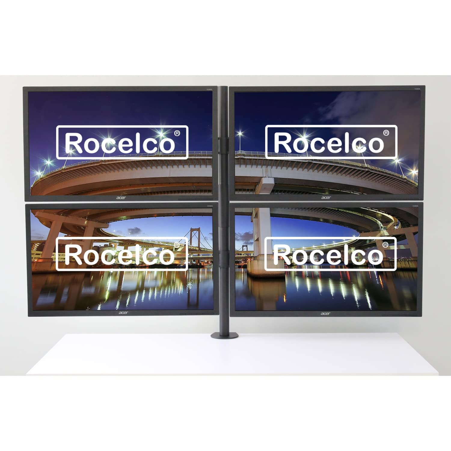 Snapklik.com : Rocelco Premium Quad Monitor Desk Mount - Standard ...
