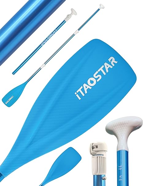 iTAOSTAR Blue Paddle Board Paddle, Aluminum SUP Paddle 3-Piece Floating ...