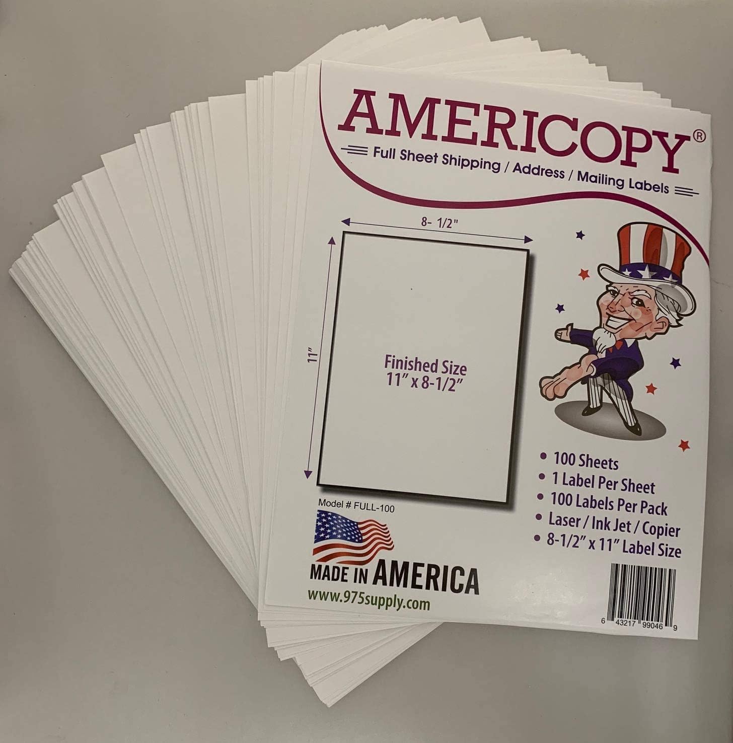 Amazon.com : Full Page Shipping Labels, 8.5" x 11" Label, Vertically ...