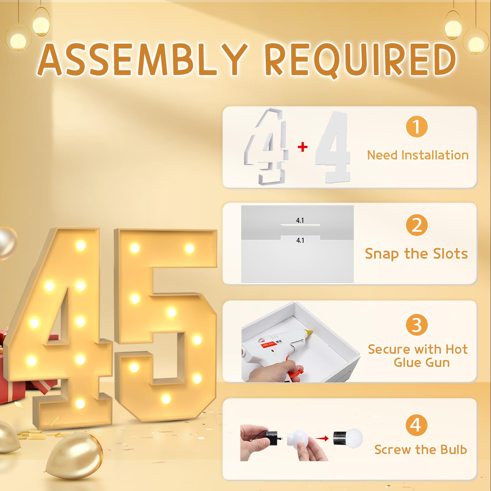 Snapklik.com : Imprsv 3FT Marquee Light Up Numbers,45th Birthday ...