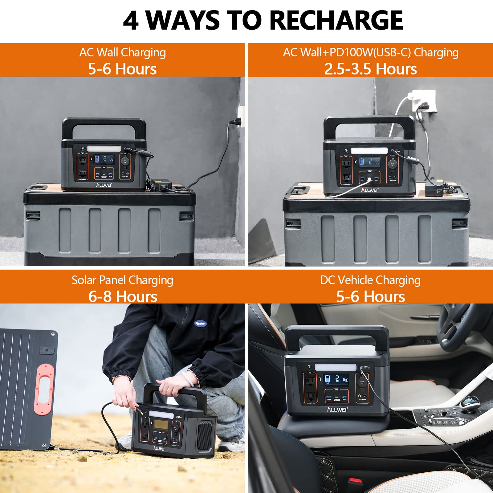 Snapklik.com : ALLWEI Outdoor Solar Generator 500W(Peak 1000W)