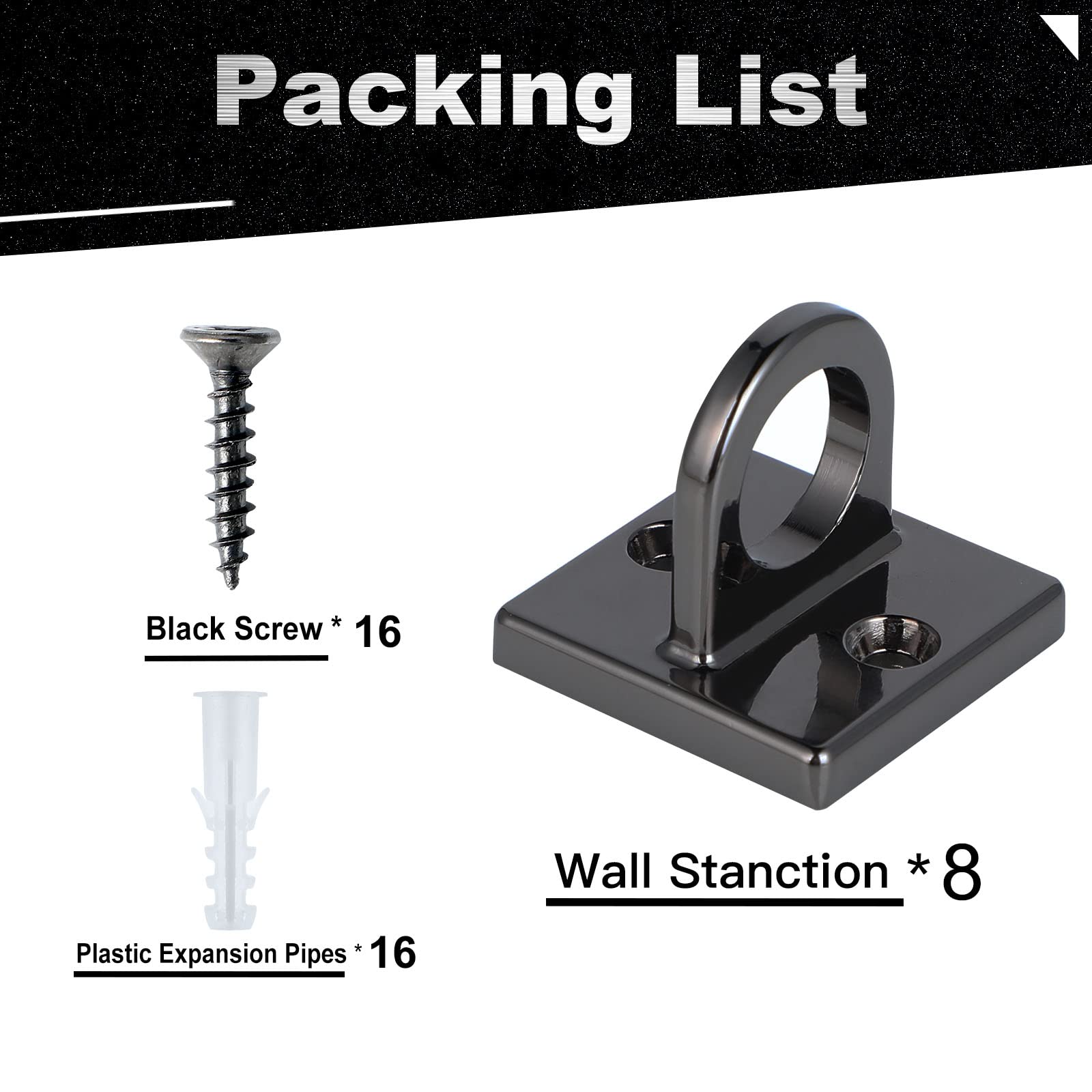 Snapklik.com : 8 Pcs Bright Black Plating Wall Screw Mount Crowd ...
