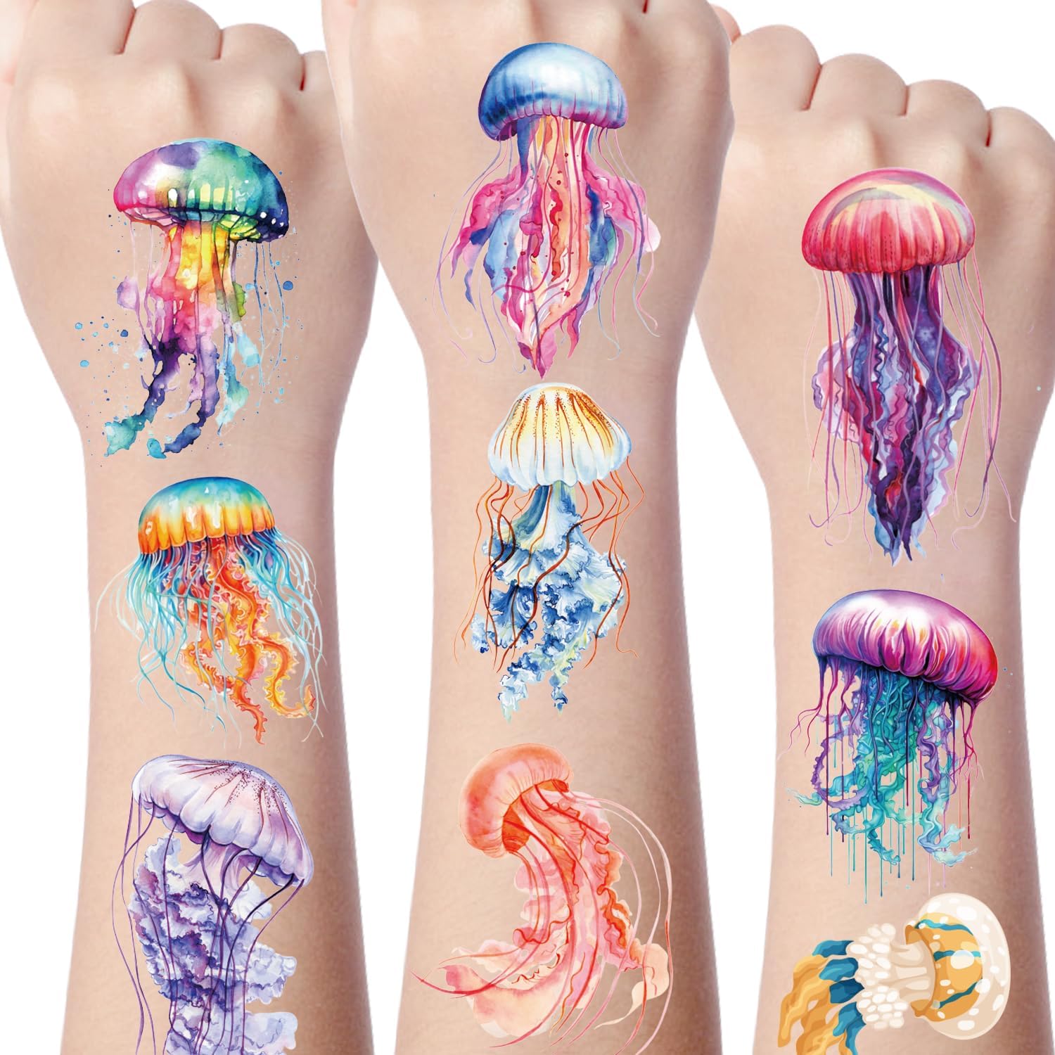 Amazon.com : Yoyuspy Jellyfish Temporary Tattoo Stickers - 200+ Jelly ...