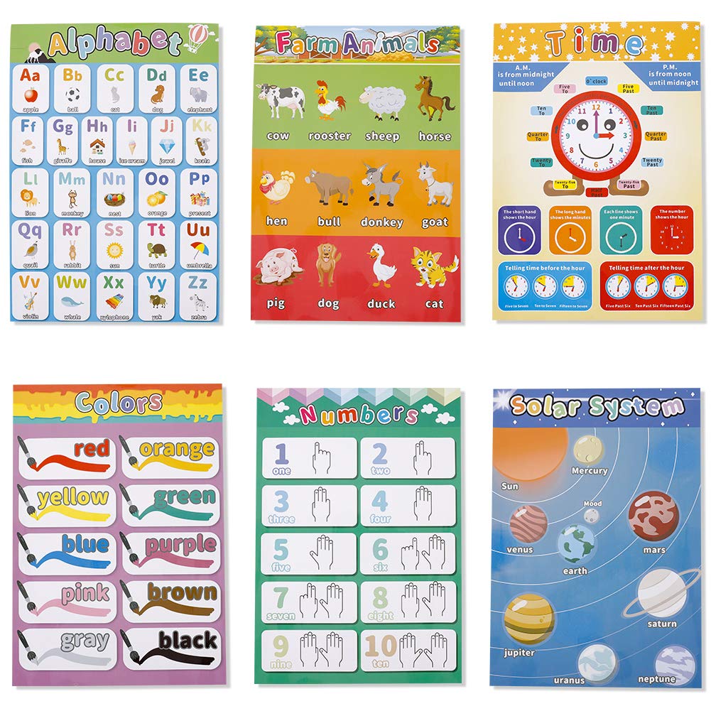 Mialang 12 Pack Educational Preschool Poster for Toddler and Kid ...