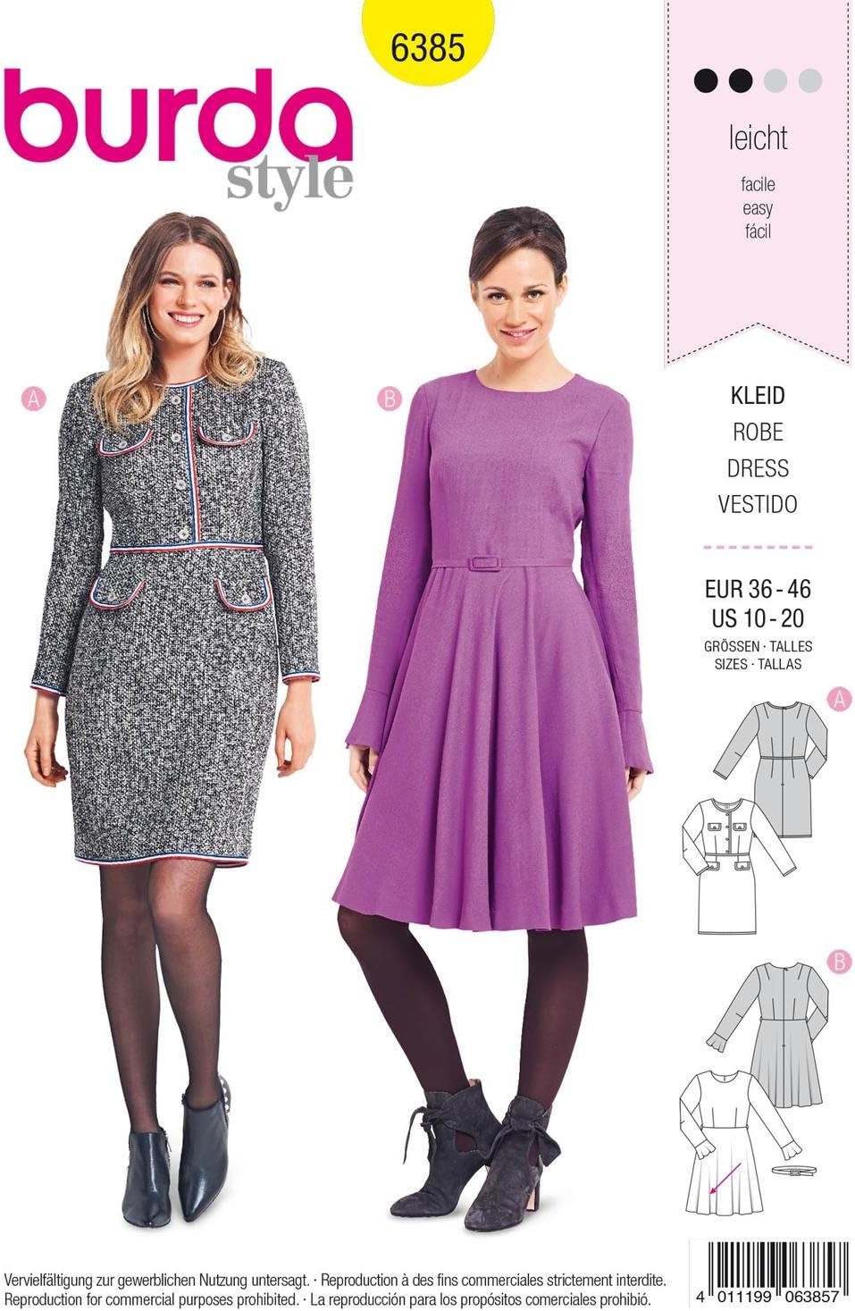 Amazon.com: Burda Style Sewing Pattern B6385 - Misses' Full Skirts, A ...