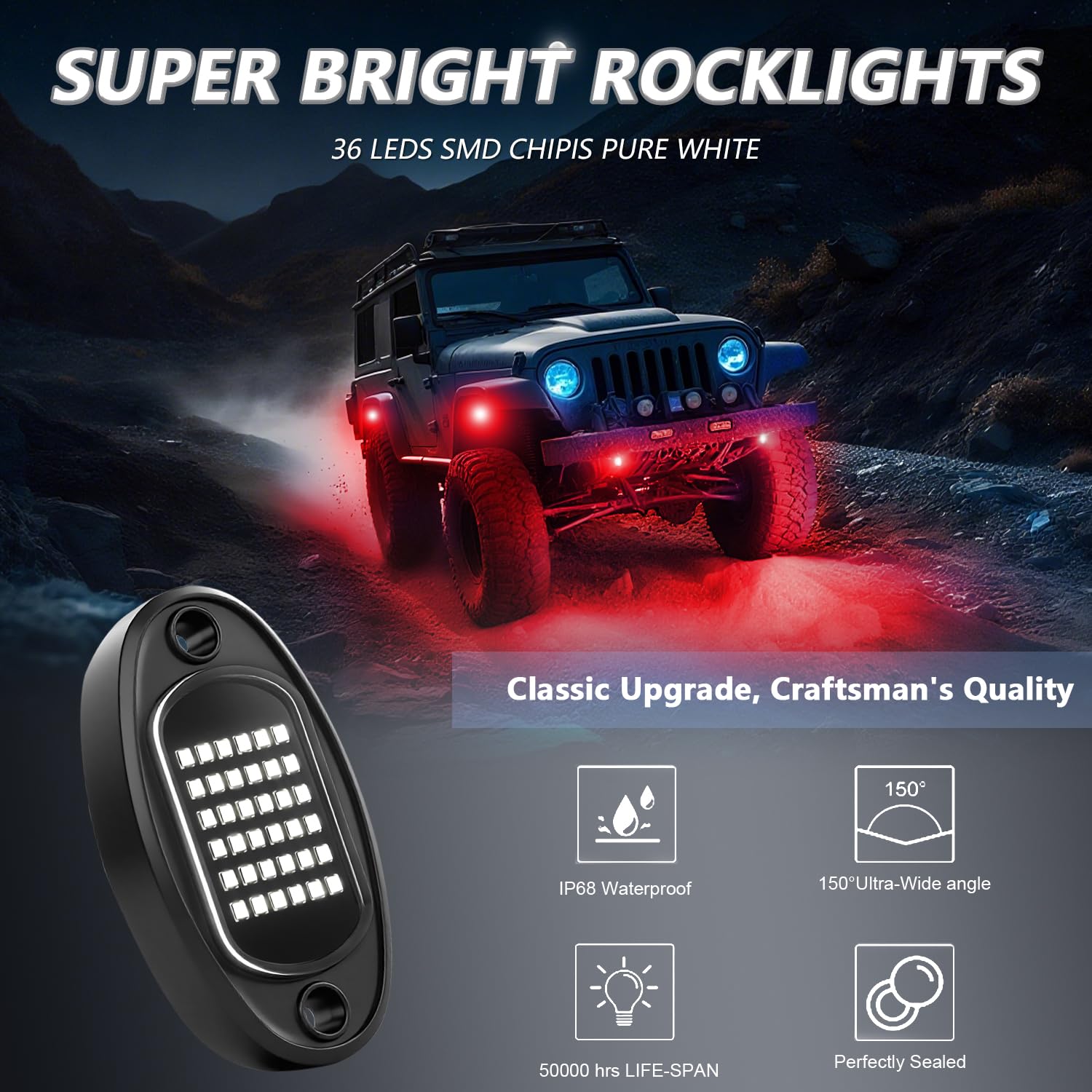 Snapklik.com : GSRECY Rock Lights Ultra Bright LED Neon Underglow ...