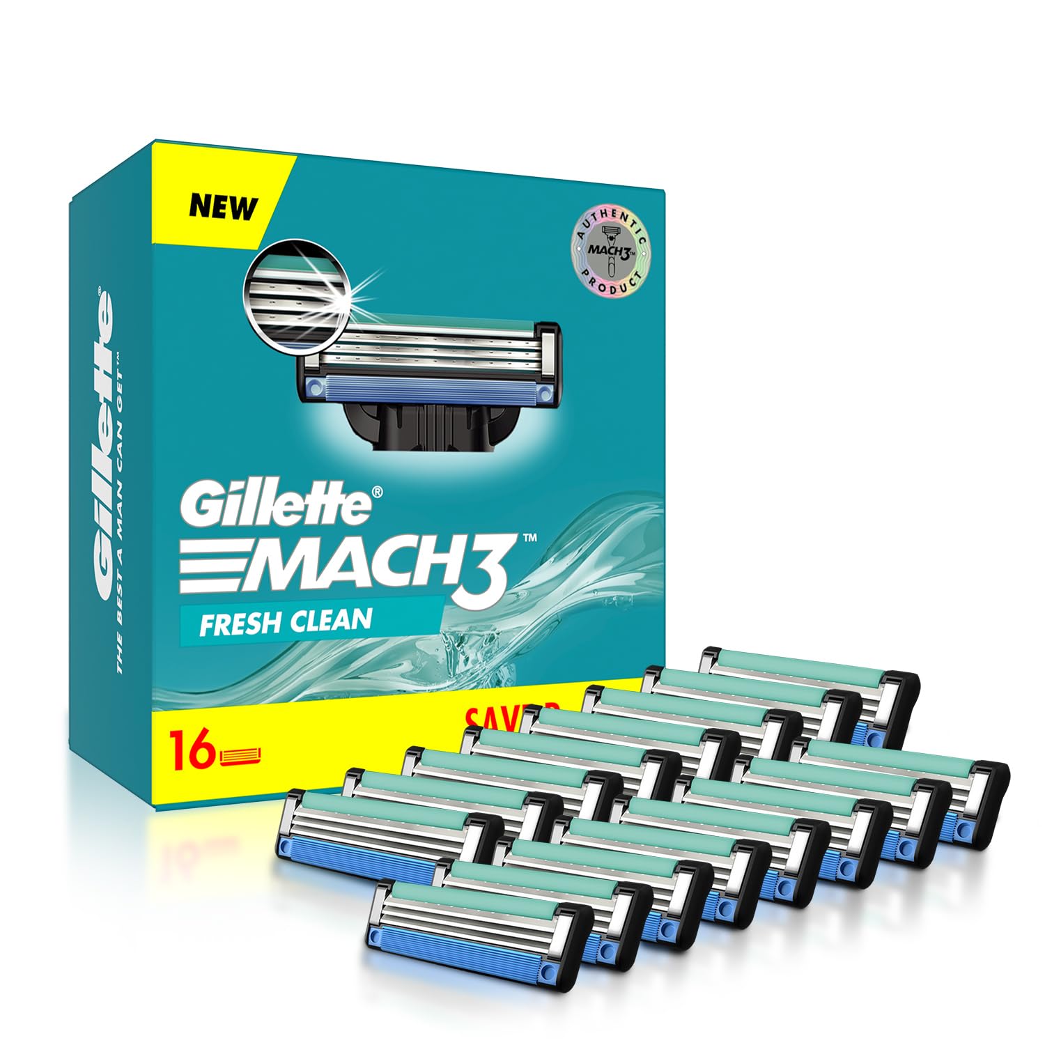 Gillette Mach3 Shaving 3-Bladed Cartridges, Pack Of 16, Men : Amazon.in ...