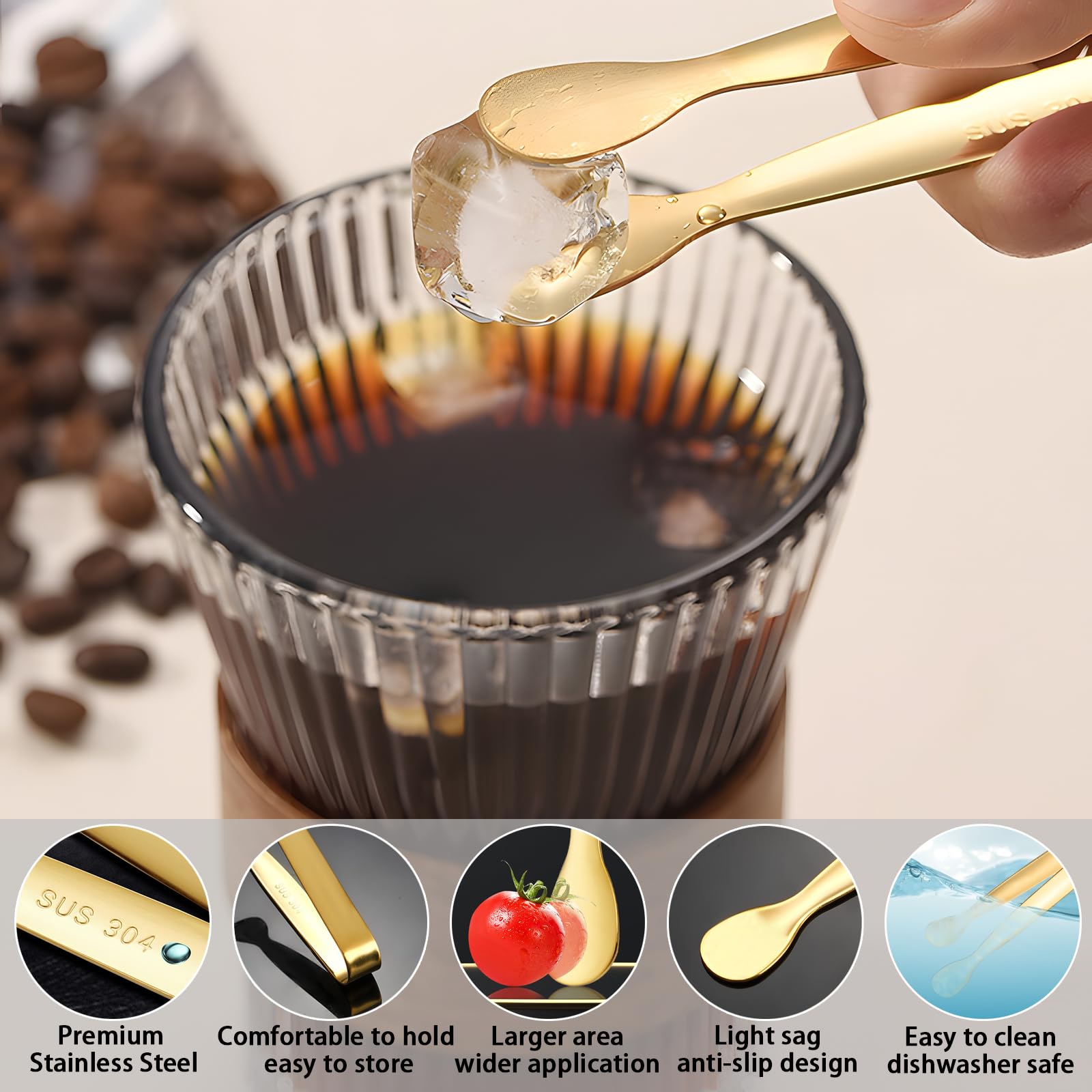 Snapklik.com : 8PCS Gold Mini Metal Tongs, 4.3" Stainless Steel Tiny ...