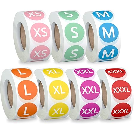 Amazon.com : 3500 PCS Clothing Size Stickers Labels 7/8" Round Self ...