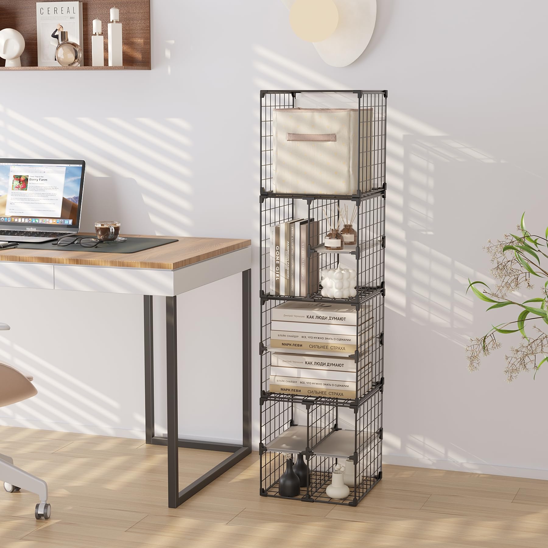 Snapklik.com : Wire Cube Storage Shelves, Stackable 4 Cube Wire Grid ...