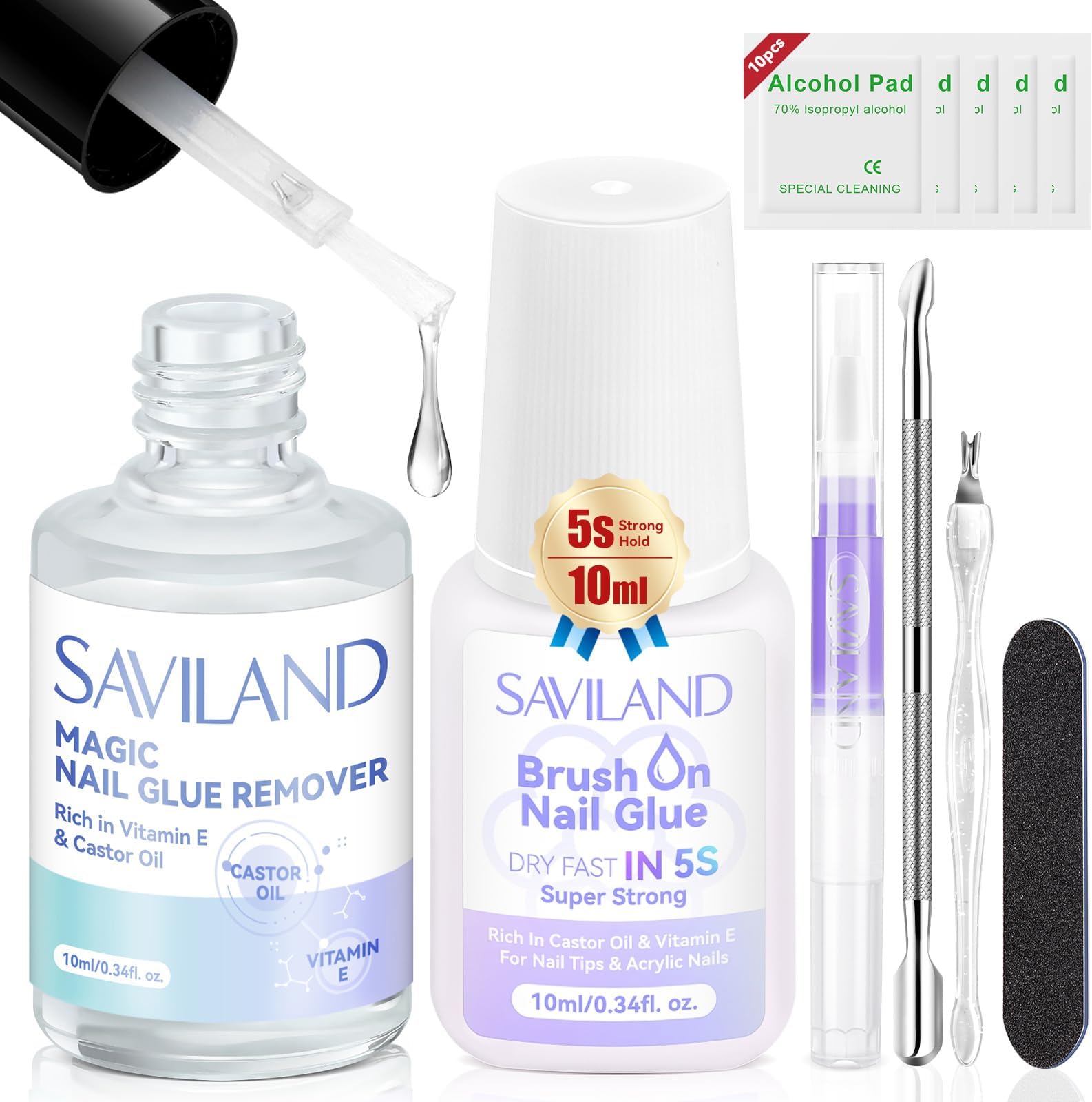 Amazon.com : SAVILAND Nail Glue Remover for Press on Nails 50ML with ...