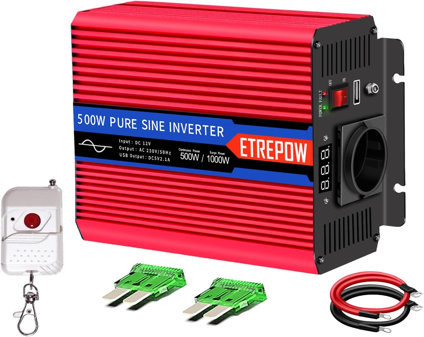 ETREPOW Convertisseur Pur Sinus 500W Onduleur 12v 220v Onduleur pour Voiture Camion Camping ...
