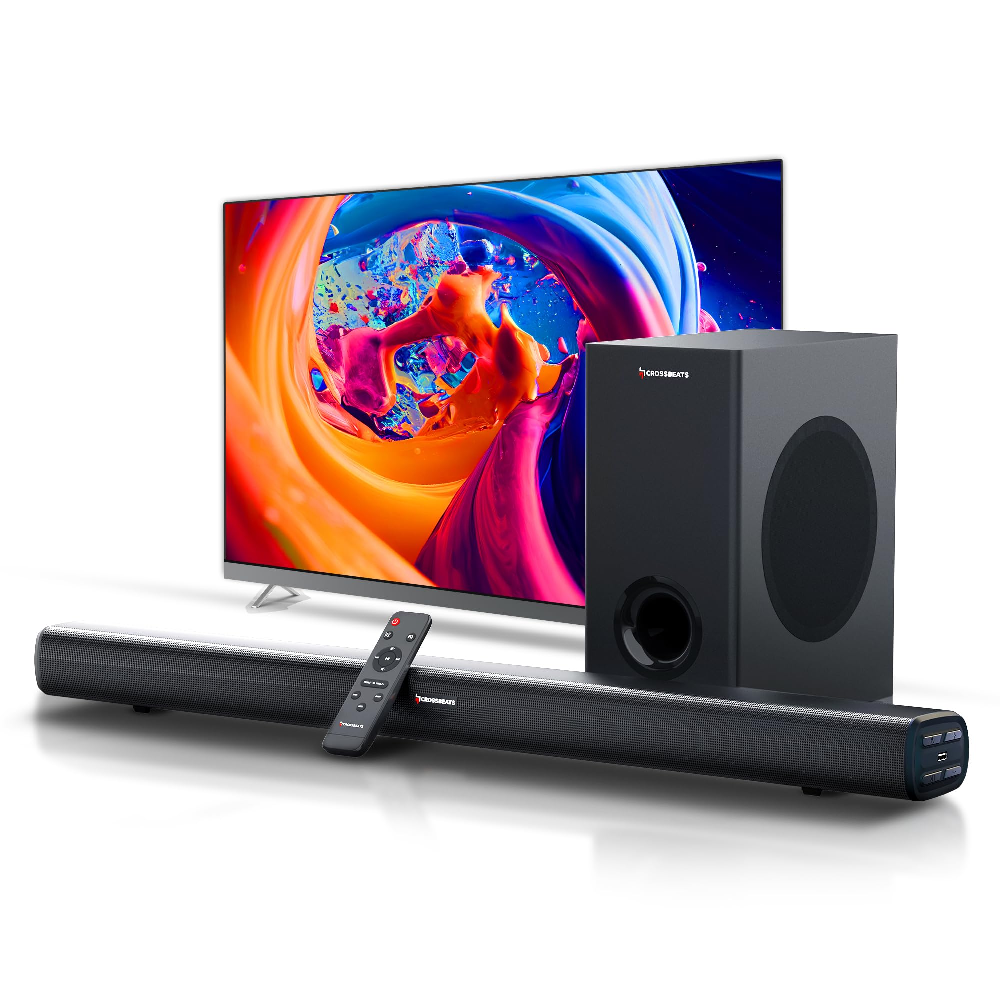 CrossBeats Blaze B600 2.1 Home Theatre 200W Sound bar for TV with ...