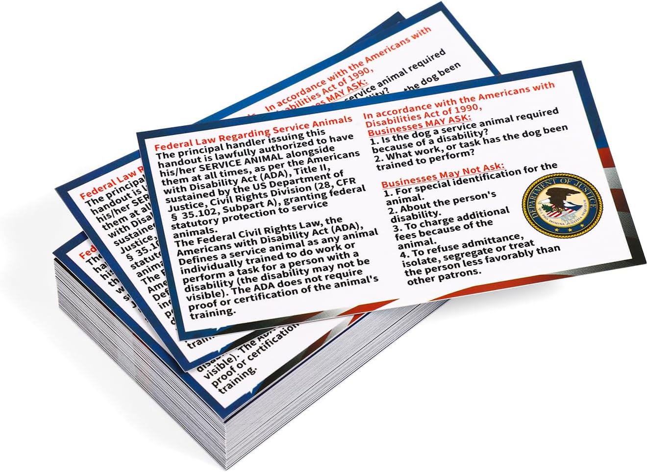 Amazon.com: ADA Service Dog Law Cards 2025 - The Original 50 ADA ...