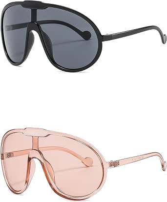 Amazon.com: RAVI EYEWEAR Oversized One Piece Aviator Sunglasses For ...