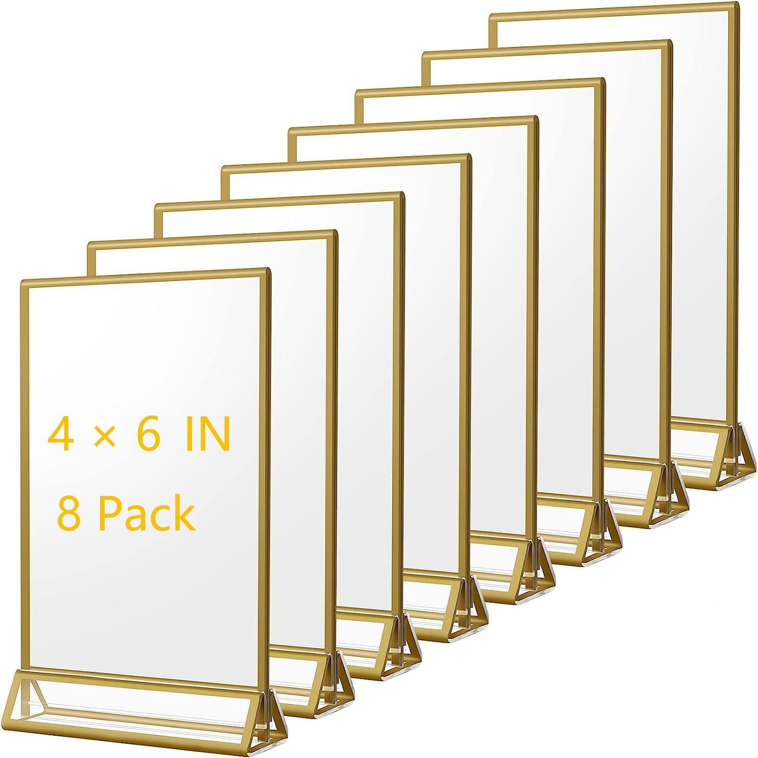 Amazon.com: rogeramz Acrylic Sign Holders Golden Border 8 Pack 4x6 ...