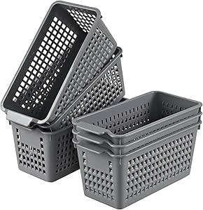 Amazon.com: Jnktka 6-Pack Plastic Storage Baskets, Small Pantry Basket ...