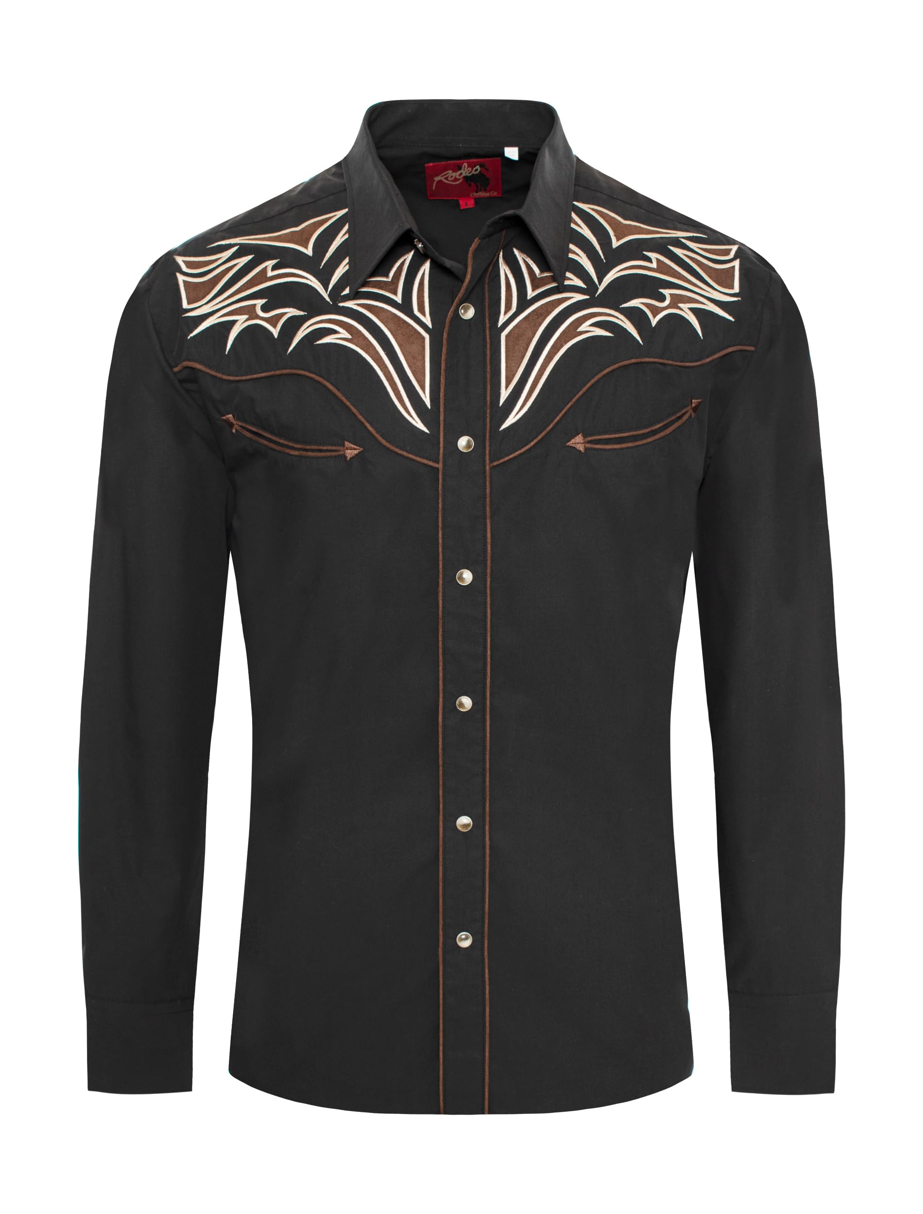 Amazon.co.jp: Rodeo Clothing メンズ 刺繍入り ウエスタン風 長袖