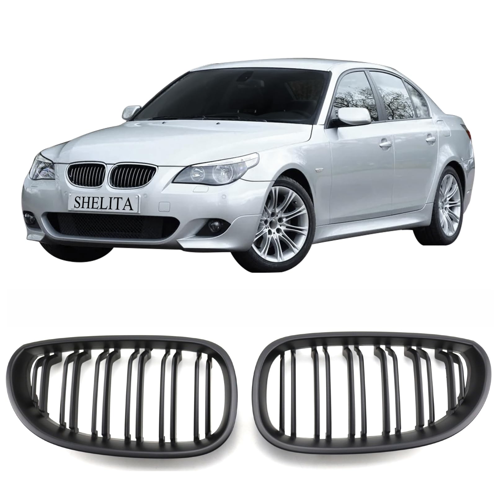 Amazon.com: SHELITA Grille E60 Matte Black Kidney Grille Grill Sport ...