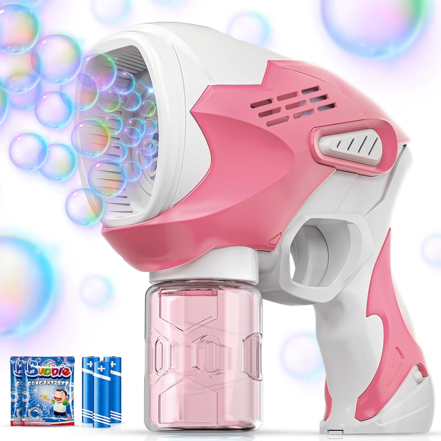 Amazon.com: Boerfmo Pink Bubble Gun Machine - 8 Holes Bubbles Wands ...